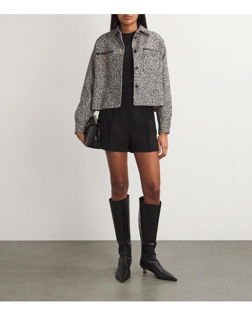 Max Mara Wool-Blend Tweed Jacket in Gray | Lyst