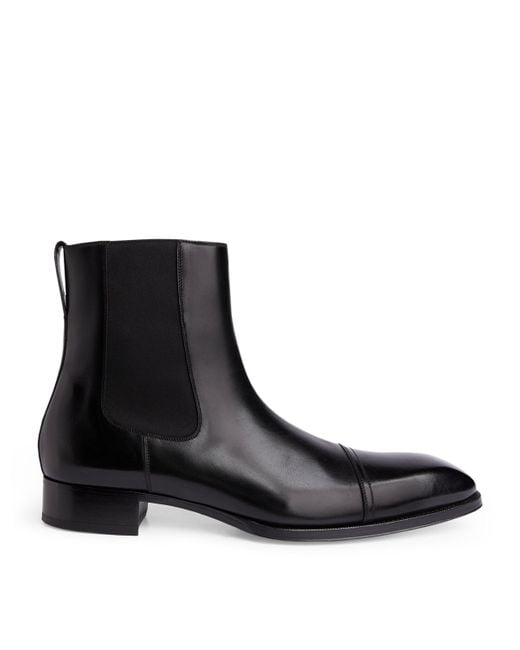 Tom Ford Patent Leather Chelsea Boots in Black for Men | Lyst