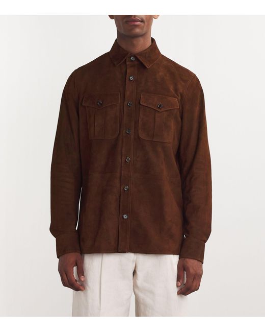 Ralph Lauren Suede Barron Overshirt in Brown for Men | Lyst