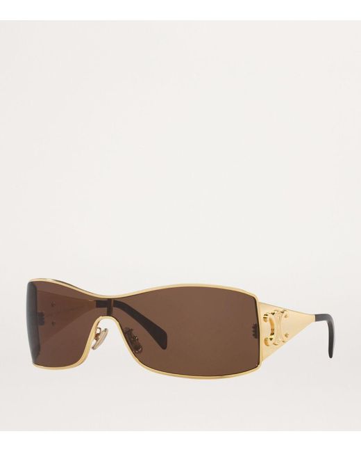 Celine Maxi Metal Triomphe Sunglasses in Brown | Lyst UK