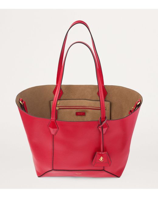 Jimmy Choo Medium Leather Diamond Tote Bag in Red | Lyst
