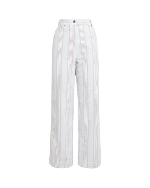 Sandro Striped Wide-Leg Jeans in White | Lyst