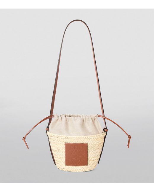 Loewe X Paula's Ibiza Woven Drawstring Bucket Bag in Pink | Lyst