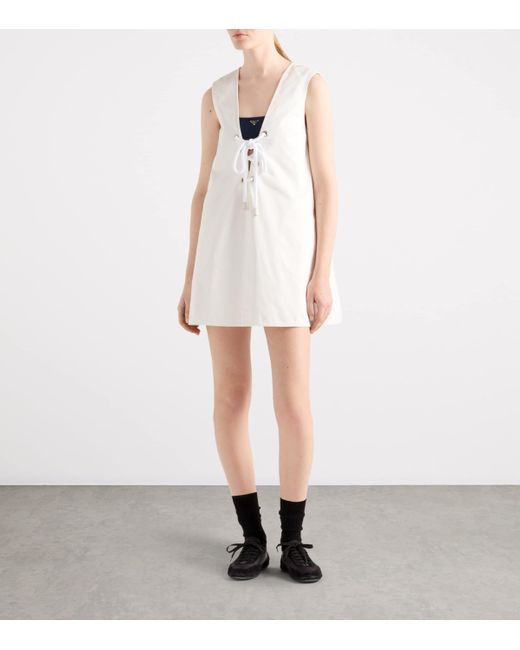 Prada Satin Mini Dress in White | Lyst UK