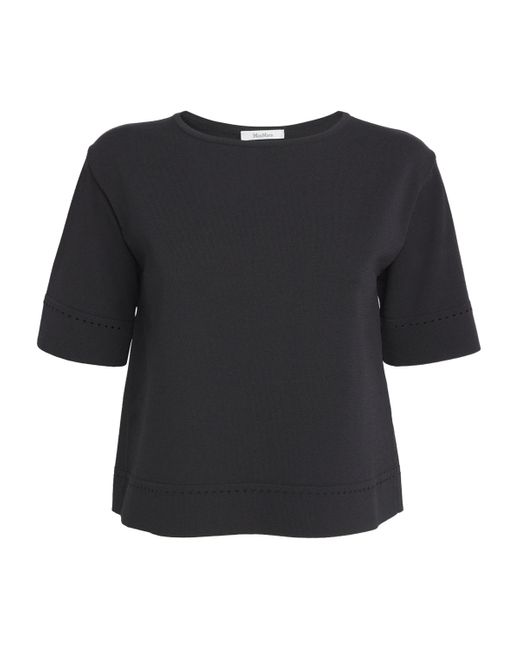 Max Mara Stretch Perforated-Detail Crop Top in Black | Lyst