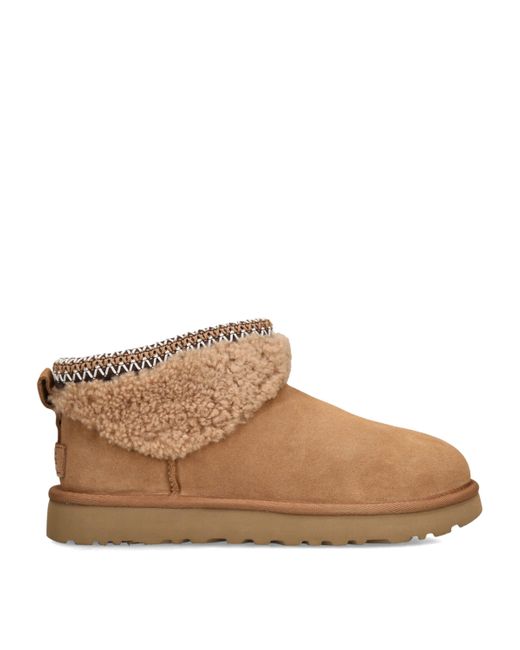 UGG Suede Classic Ultra Mini Flatform Boots 30 in Brown | Lyst