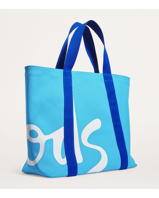 Harrods Large Cotton Logo Tote Bag in Blue | Lyst UK
