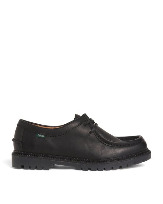 Polo Ralph Lauren Oiled Leather Moc-Toe Jett Shoes in Black for Men | Lyst