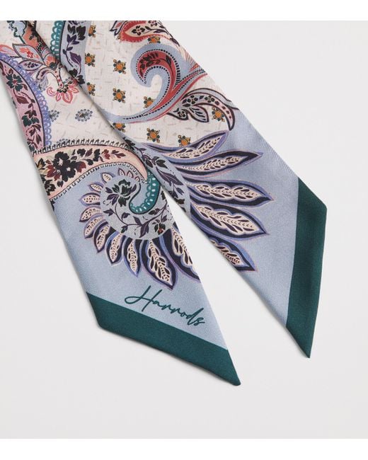 Harrods Silk Paisley Print Scarf in Green | Lyst UK