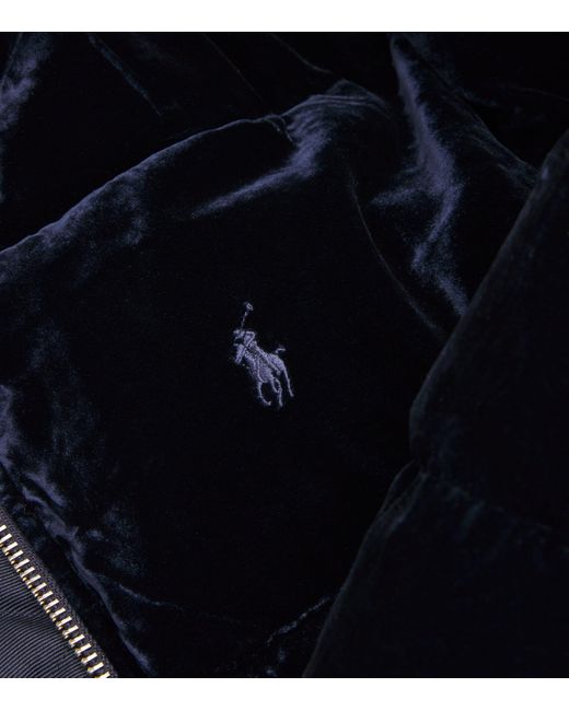 Polo Ralph Lauren Velvet Down Jacket in Blue | Lyst