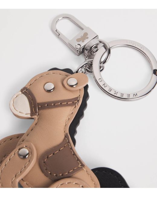 Weekend by Maxmara Leather Horse Key Ring in White | Lyst