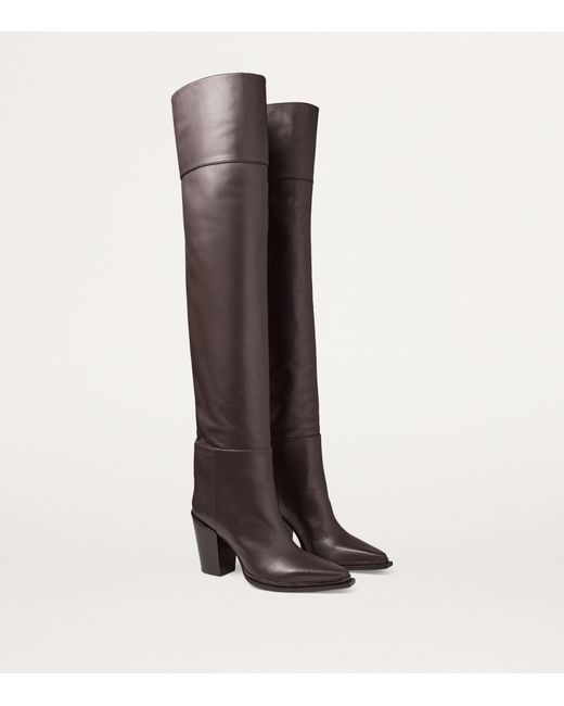 Jimmy Choo Cece 80 Leather Over-The-Knee Boots in Brown | Lyst