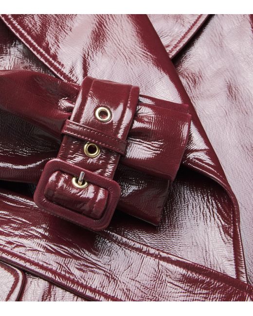 Alice + Olivia Faux Leather Nevada Trench Coat in Red | Lyst UK