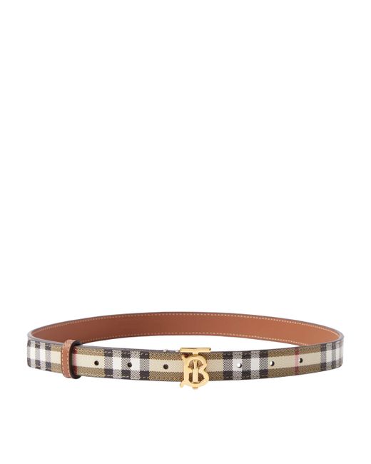 Burberry Thin Check Tb Belt in Brown | Lyst