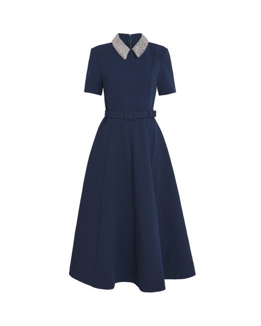 Rebecca Vallance Embellished-Collar Xena Midi Dress in Blue | Lyst UK