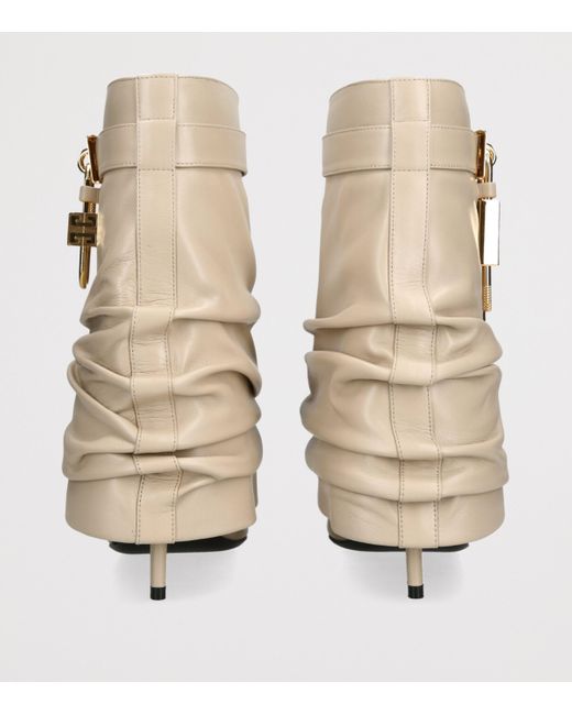 Givenchy Leather Scrunched Shark Lock Ankle Boots 100 in Natural | Lyst UK