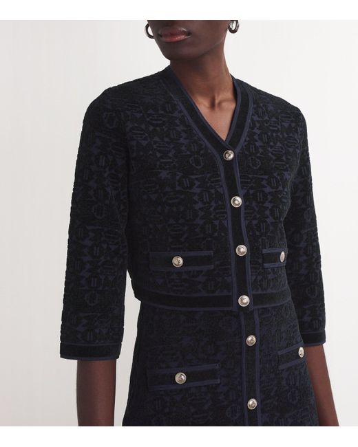 Maje Velvet Jacquard Mini Dress And Cardigan Set in Black | Lyst