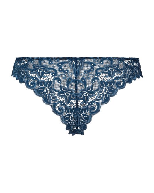 Hanro Brazilian Thong in Blue | Lyst