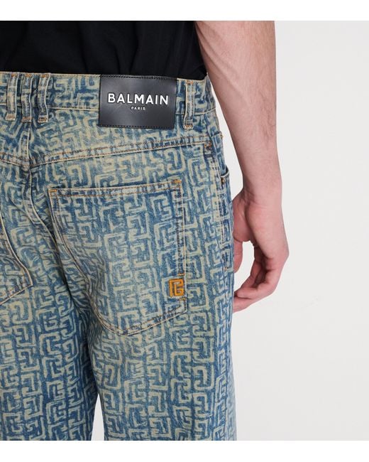 Balmain Monogram Relaxed Jeans in Grey for Men | Lyst UK