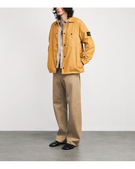 Stone Island Cotton Compass Technical Shacket in Natural for Men | Lyst UK