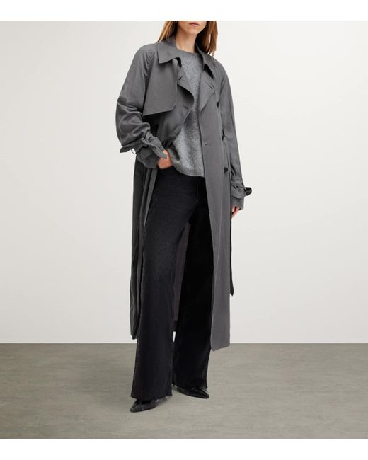 AllSaints Koko Trench Coat in Gray | Lyst