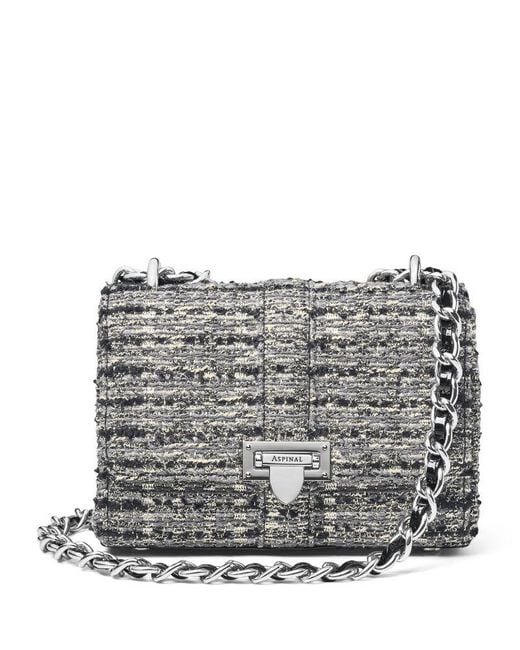 Aspinal of London Leather And Tweed Lottie Cross-Body Bag in Grey | Lyst UK