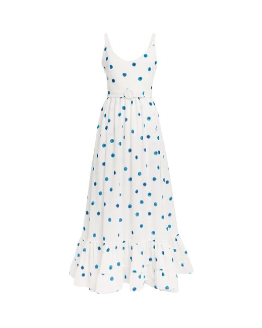 Edeline Lee Georgette Olivier Midi Dress in White | Lyst UK