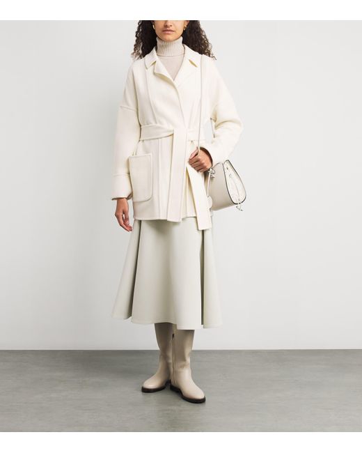 Eleventy Wool Reversible Wrap Coat in White | Lyst UK