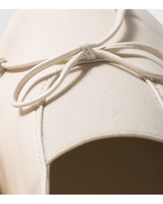 Miu Miu Nappa Leather Élan Ballet Flats in Natural | Lyst UK