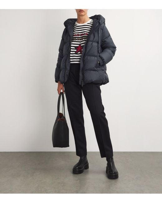 Max Mara Hooded Puffer Jacket in Gray | Lyst