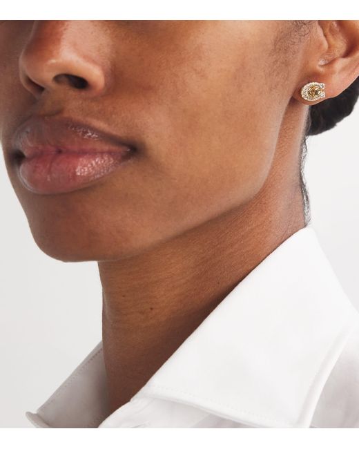 COACH Pavé 'C' Stud Earrings in Metallic | Lyst