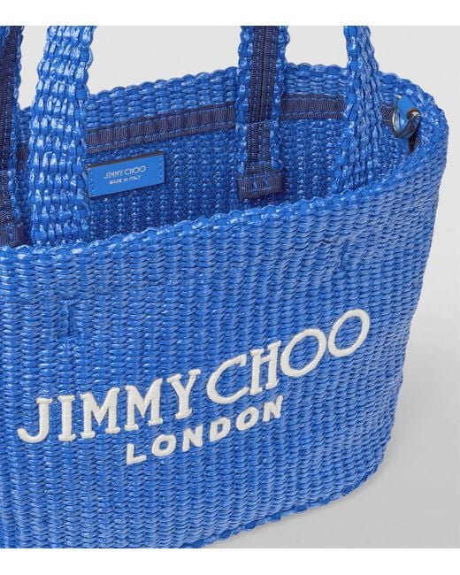 Jimmy Choo Mini Woven Beach Tote Bag in Blue | Lyst