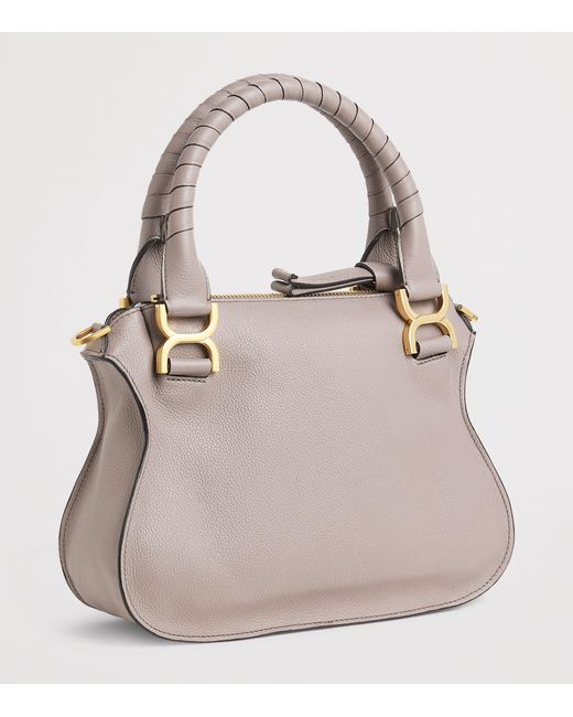 Chloé Small Leather Marcie Top-Handle Bag in Gray | Lyst