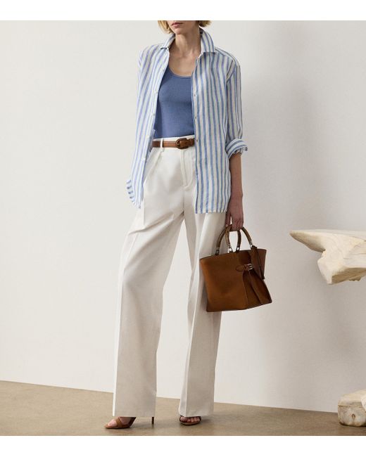 Ralph Lauren Linen Capri Shirt in Blue | Lyst