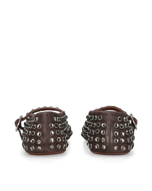 Alaïa Crystal-Embellished Ballet Flats in Brown | Lyst UK