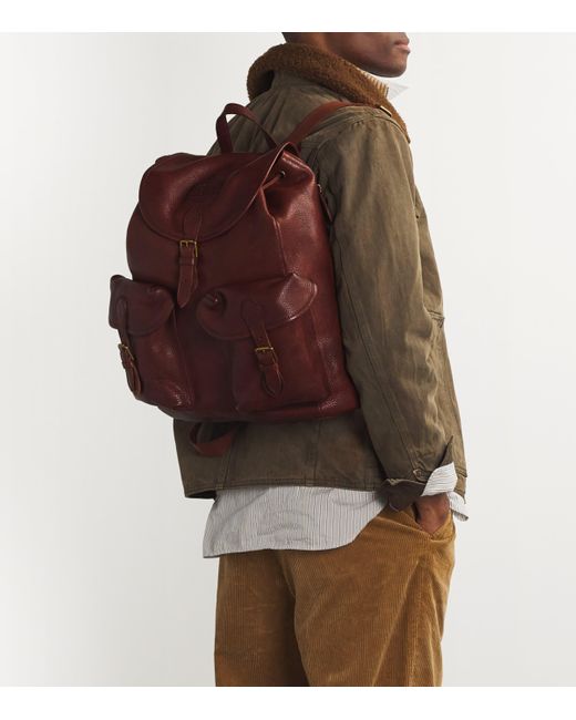Polo Ralph Lauren Leather Heritage Backpack in Brown for Men | Lyst