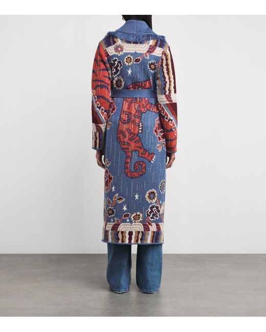 Hayley Menzies Merino Wool Jacquard Mick Coat in Blue | Lyst