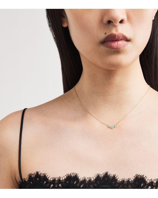 Jennifer Meyer Mini, Diamond And Flower Necklace in Metallic | Lyst UK