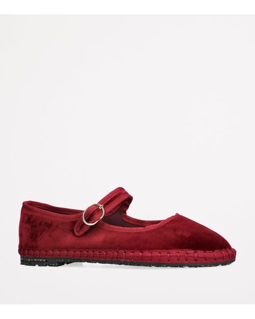 Flabelus Velvet Lucrecia Mary Janes in Red | Lyst