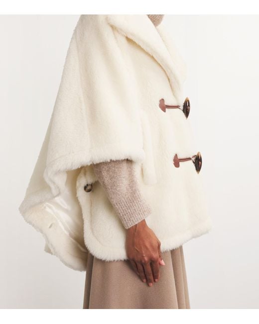Max Mara Teddy Oversized Cape in Natural | Lyst