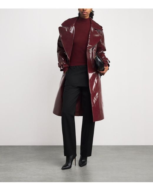 Alice + Olivia Faux Leather Nevada Trench Coat in Red | Lyst UK