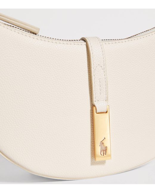 Polo Ralph Lauren Small Leather Polo Id Shoulder Bag in Natural | Lyst