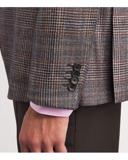 Paul Smith Wool-Silk-Cashmere Check Blazer in Blue for Men | Lyst UK