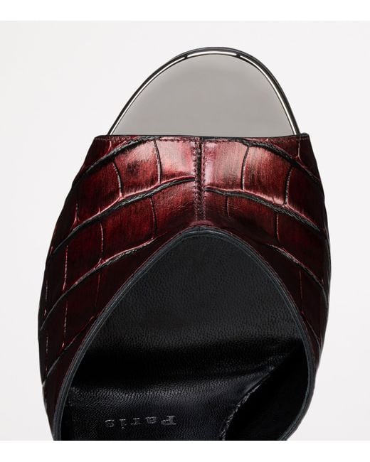 Christian Louboutin Lock Me Up Embossed Leather Sandals 100 in Brown | Lyst