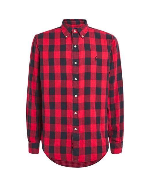 Polo Ralph Lauren Double-Faced Check Shirt in Red for Men | Lyst UK