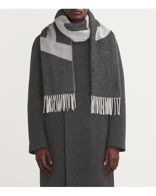 A.P.C. Wool-Blend Logo Scarf in Gray for Men | Lyst