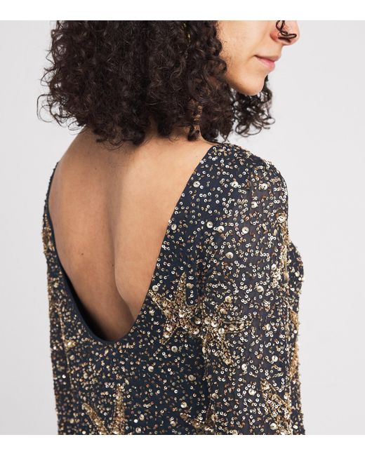 RIXO London Sequinned Starfish Mini Dress in Black | Lyst UK