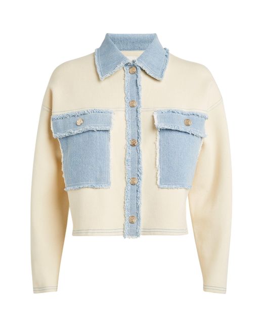 Sandro Denim-Detail Jacket in Blue | Lyst UK