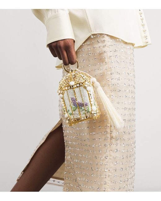 Judith Leiber Crystal-Embellished Birdcage Clutch Bag in Metallic | Lyst UK