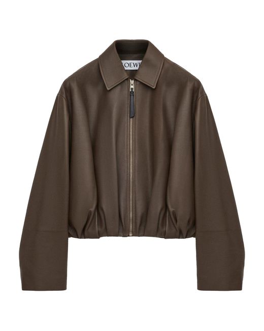 Loewe Calfskin Draped Bomber Jacket in Brown | Lyst UK